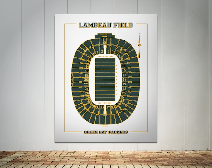 Print of Vintage Lambeau Field Seating Chart Seating Chart on Photo ...