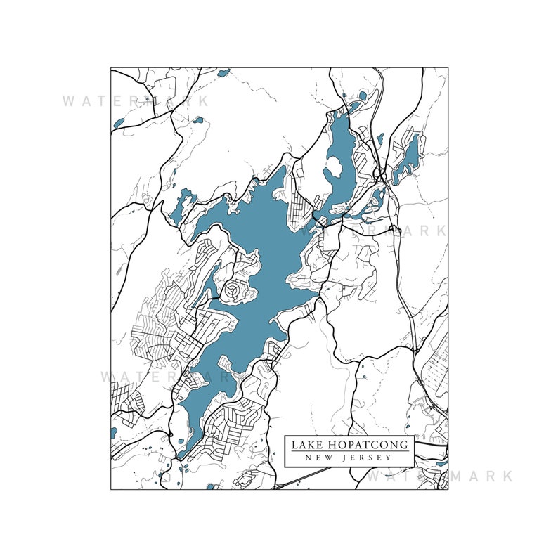 Modern Style Map of Lake Hopatcong in New Jersey. Printed on | Etsy