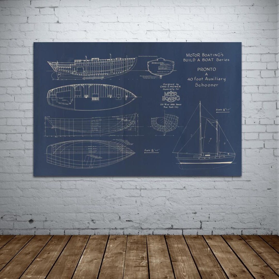 Vintage Print of PRONTO Runabout Diagram Line Drawing Schematic ...
