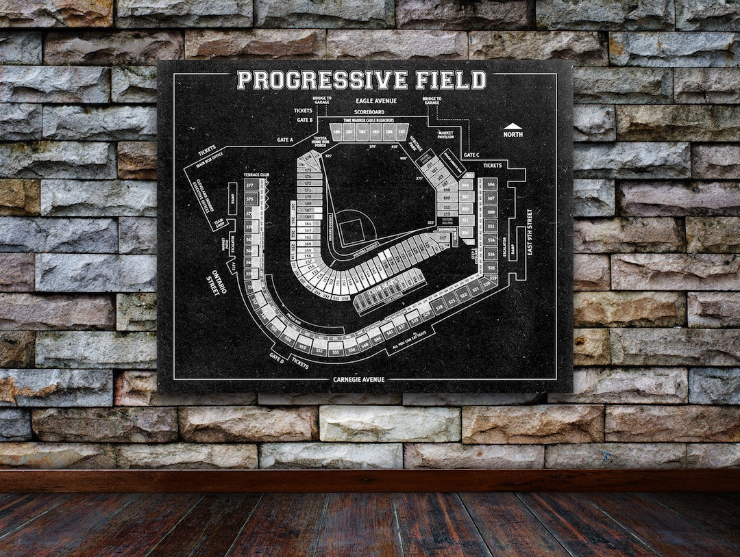 Print of Vintage Progressive Field Seating Chart Seating Chart on Photo ...