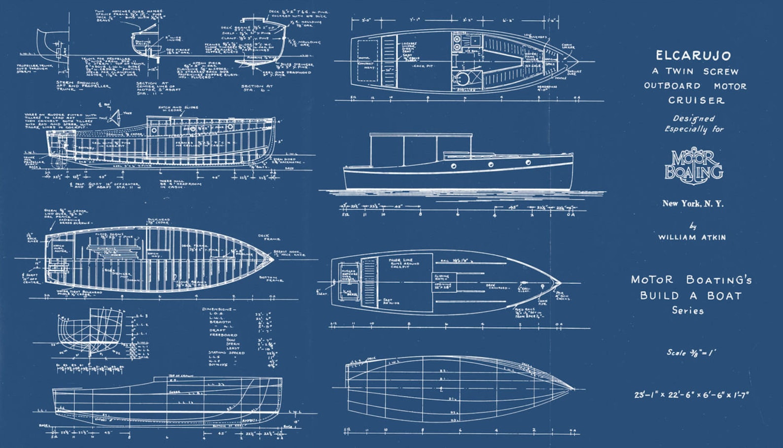 Vintage Print of ELCARUJO Runabout Diagram Line Drawing | Etsy
