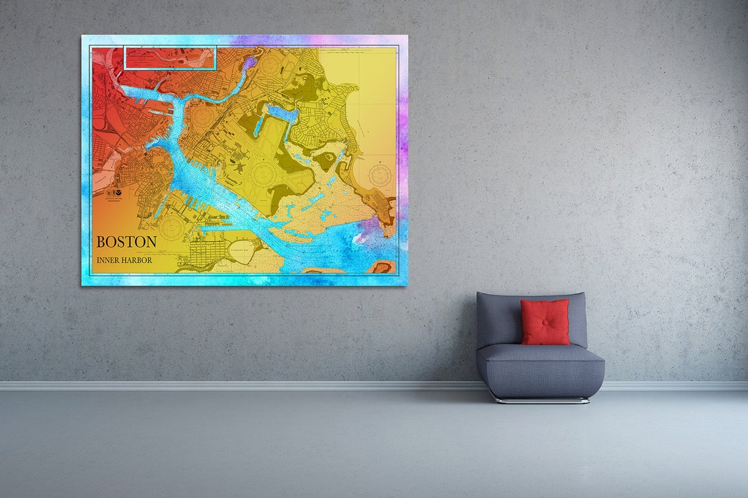 Boston Inner Harbor Chart Art Print: Photo, Matte, or Canvas Giclee - Etsy