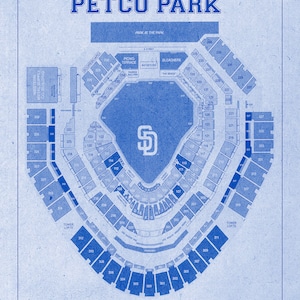 Vintage Print of Petco Park Seating Chart San Diego Padres Baseball ...