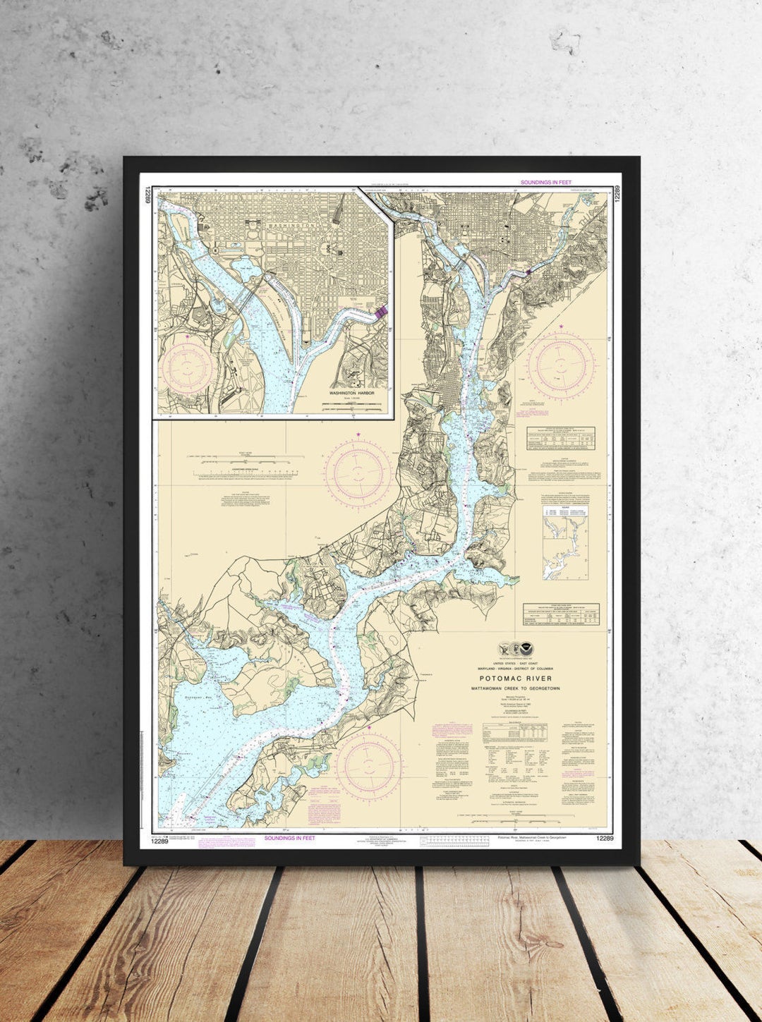 Vintage Antique Map of Potomac River Georgetown Print on Matte Paper ...