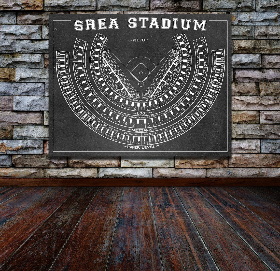 Print of Vintage Shea Stadium Seating Chart on Photo Paper | Etsy