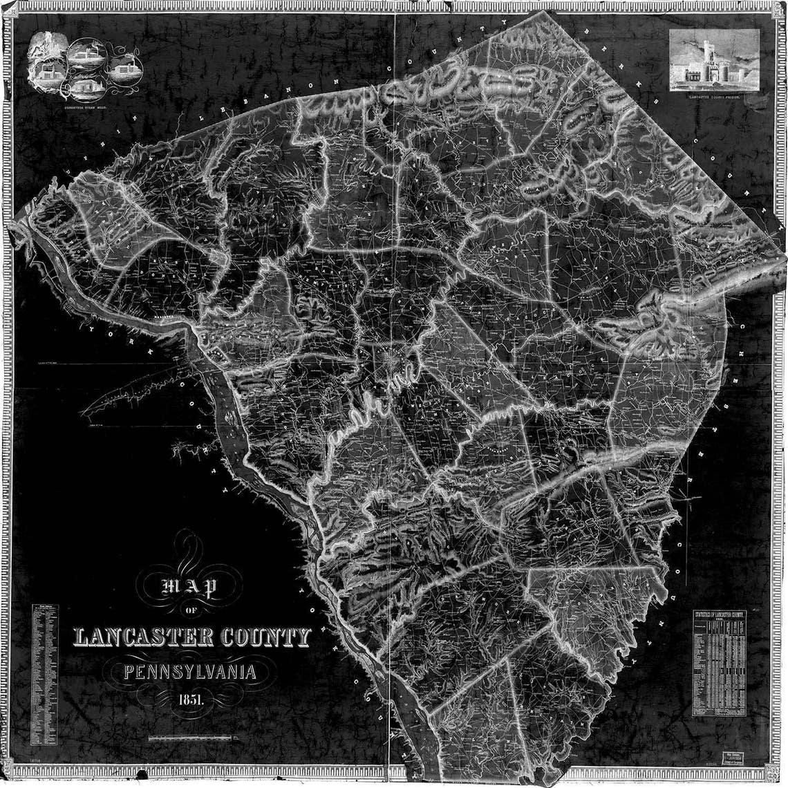 Print of Antique Vintage Lancaster County Pennsylvania Map on | Etsy