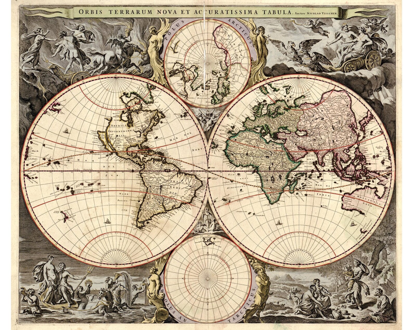 Print of Antique World Map on Photo Paper Matte Paper or - Etsy