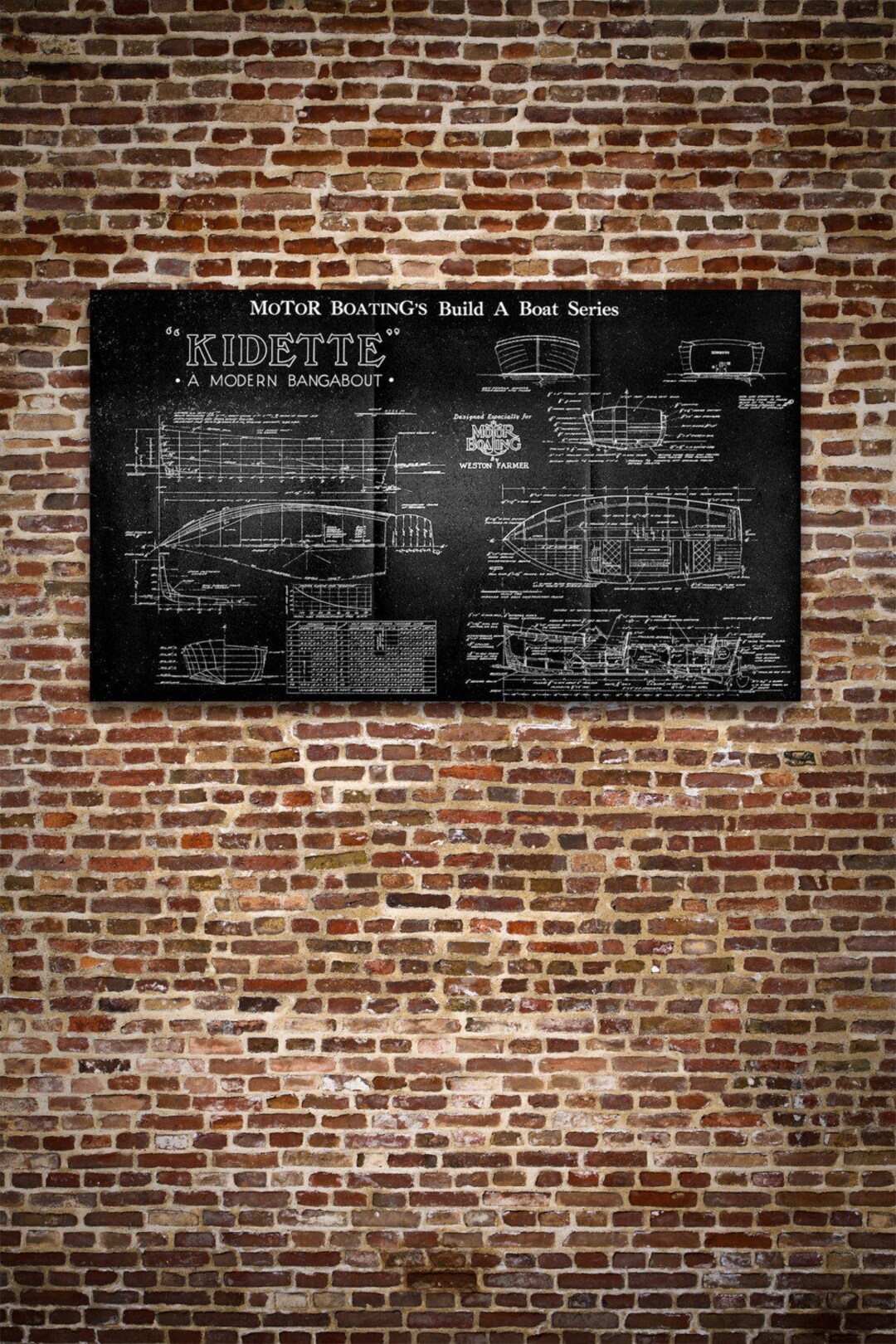 Vintage KIDETTE Boat Blueprint Art Print: Motor Boating Series - Etsy
