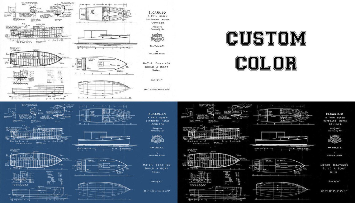Vintage Print of ELCARUJO Runabout Diagram Line Drawing | Etsy