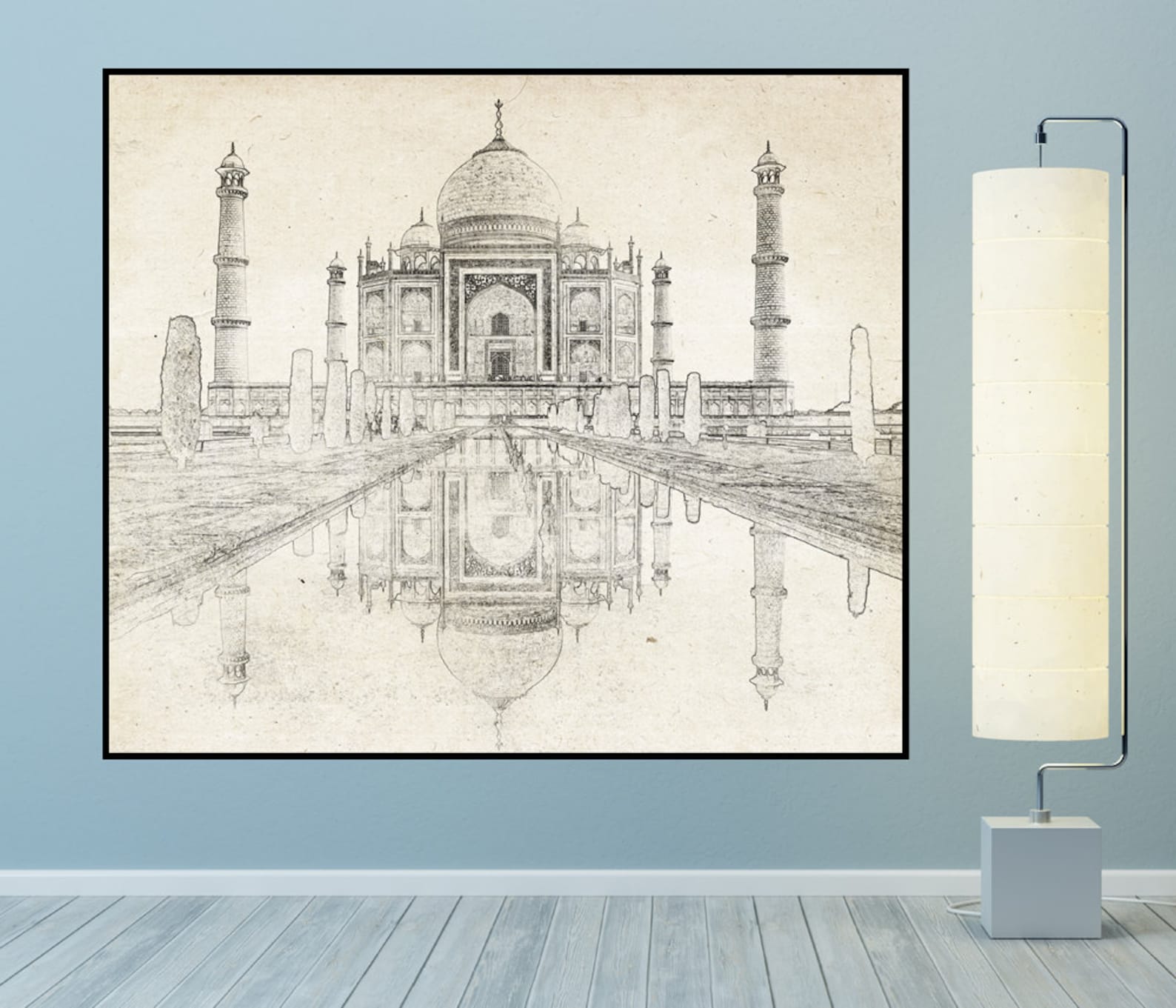 Vintage Style Print of Taj Mahal Line Drawing on Lustre Photo | Etsy