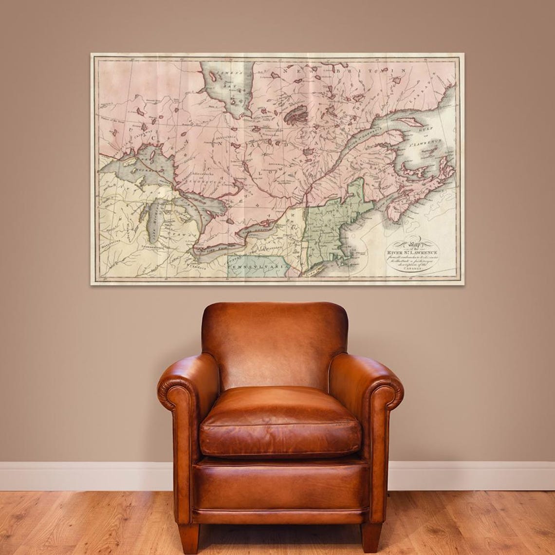 Vintage Map Print: Canada & Northeastern US, Choice of Paper or Canvas ...