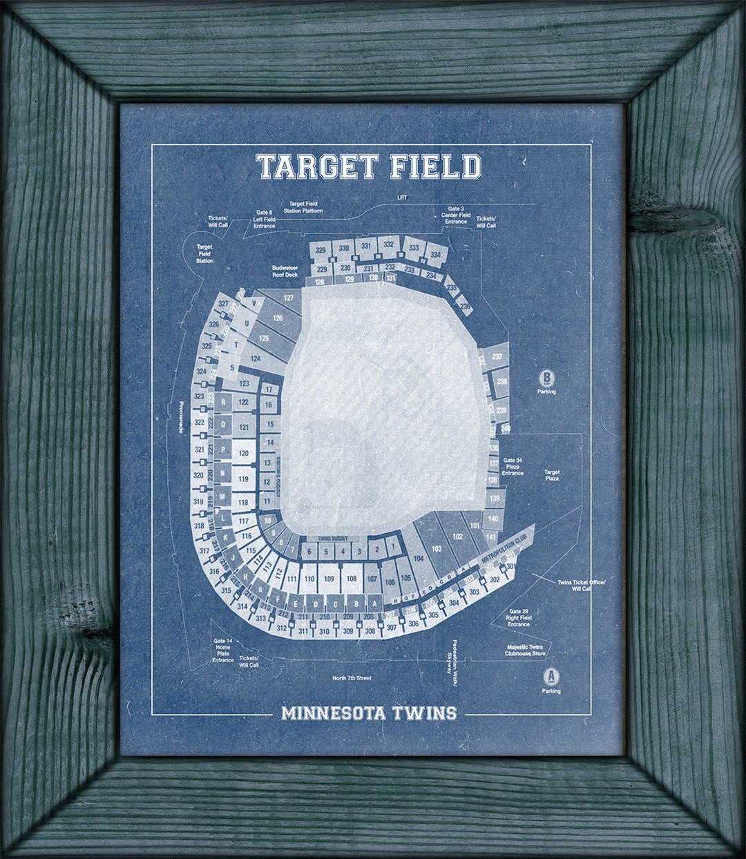 Print of Vintage Minnesota Twins Target Field Baseball Seating Chart on ...