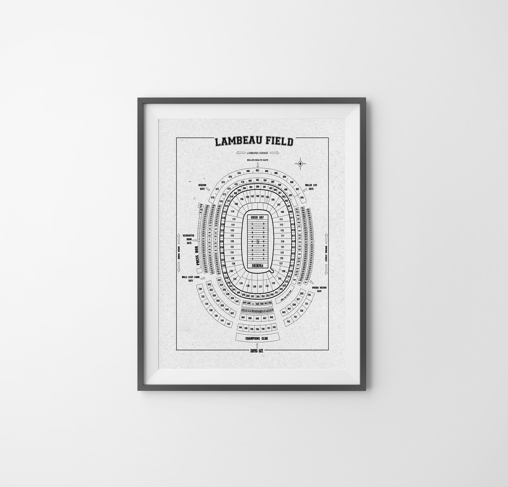 Lambeau Field Seating Chart Print: Green Bay Packers Art - Etsy
