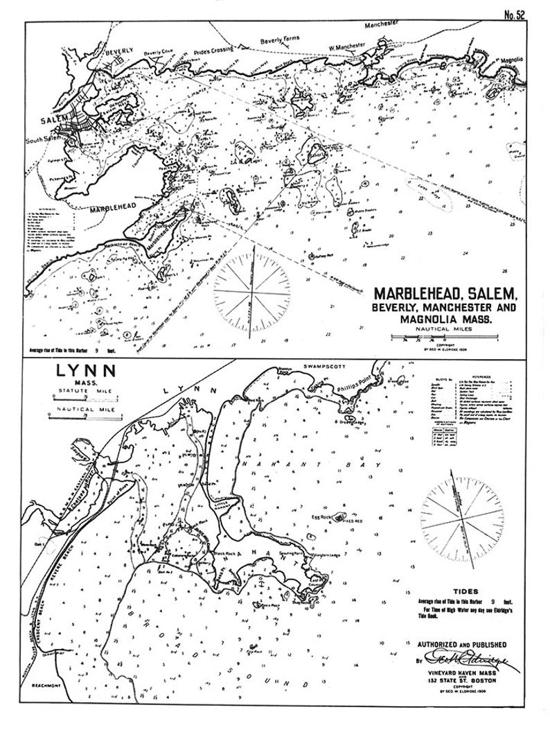 Antique Harbor Chart Print: Marblehead, Salem, Lynn, MA - Etsy