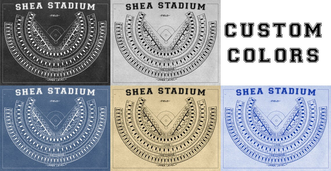 Print of Vintage Shea Stadium Seating Chart on Photo Paper | Etsy