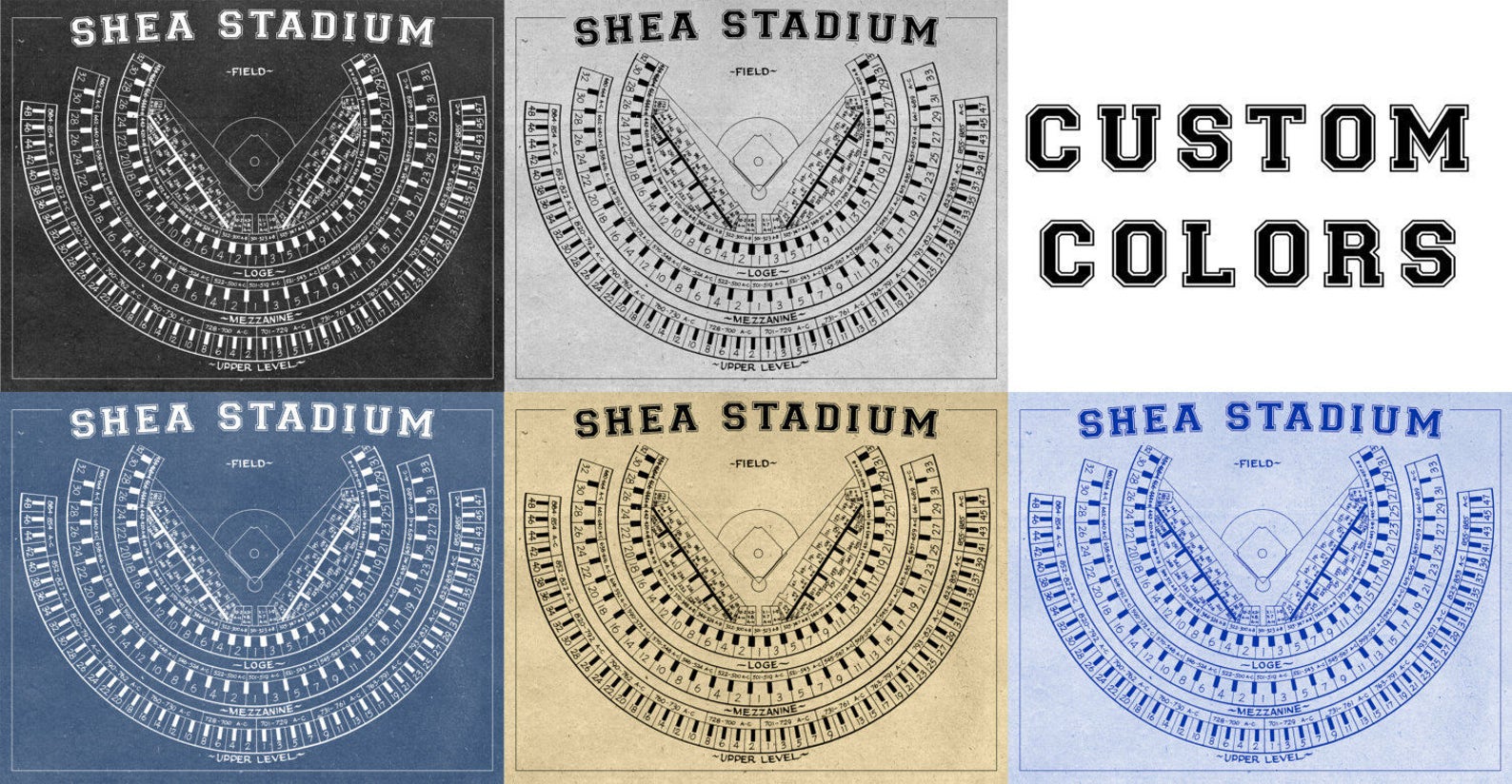 Print of Vintage Shea Stadium Seating Chart on Photo Paper | Etsy