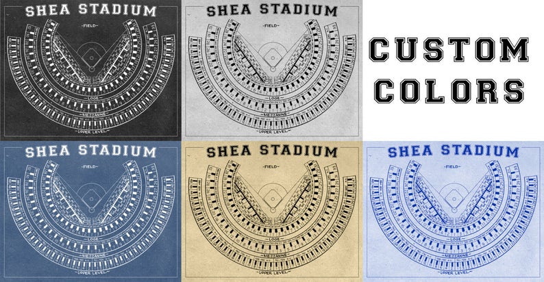 Print of Vintage Shea Stadium Seating Chart on Photo Paper | Etsy