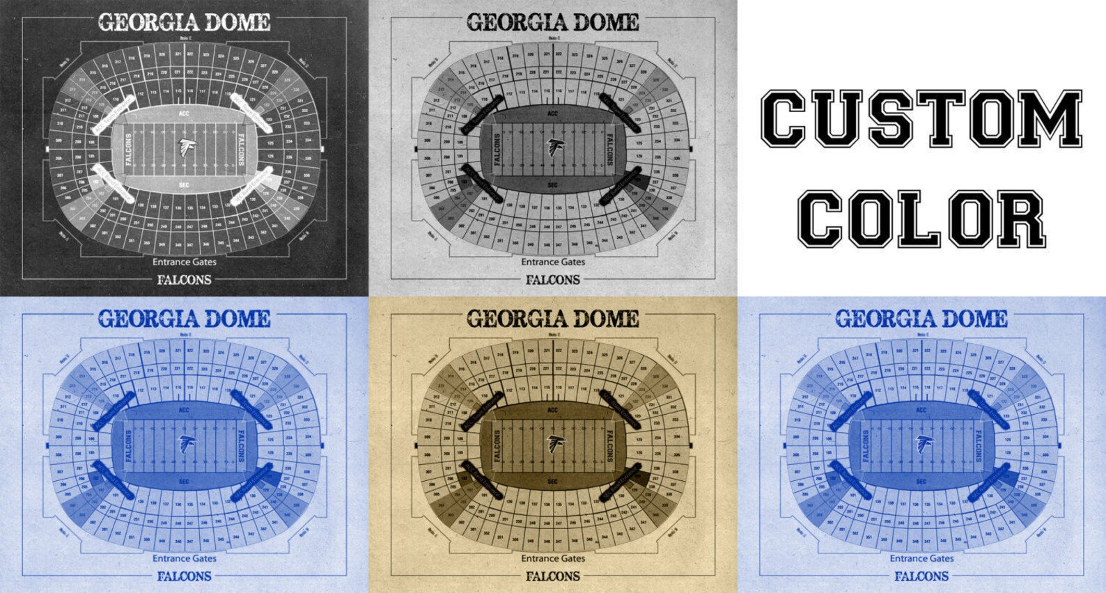 Print of Vintage Georgia Dome Seating Chart Seating Chart on | Etsy