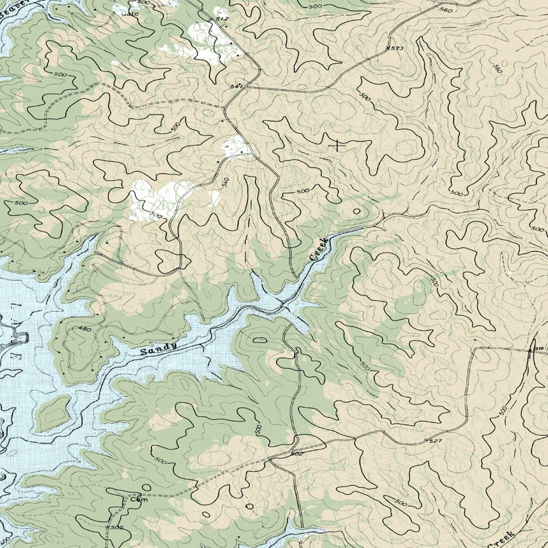Detailed Topographical Map of Lake Oconee in Georgia . Printed | Etsy