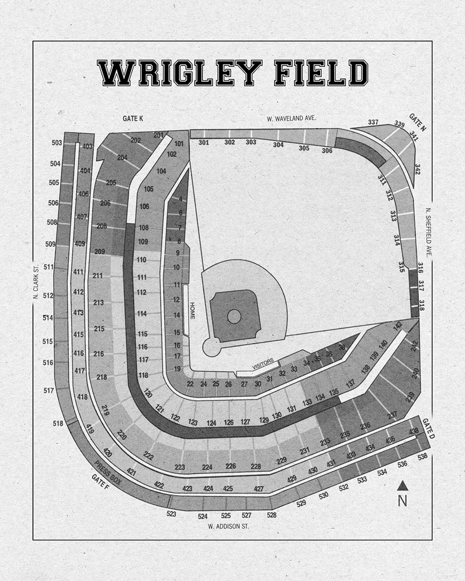 Vintage Print of Wrigley Field Seating Chart Blueprint Chicago | Etsy