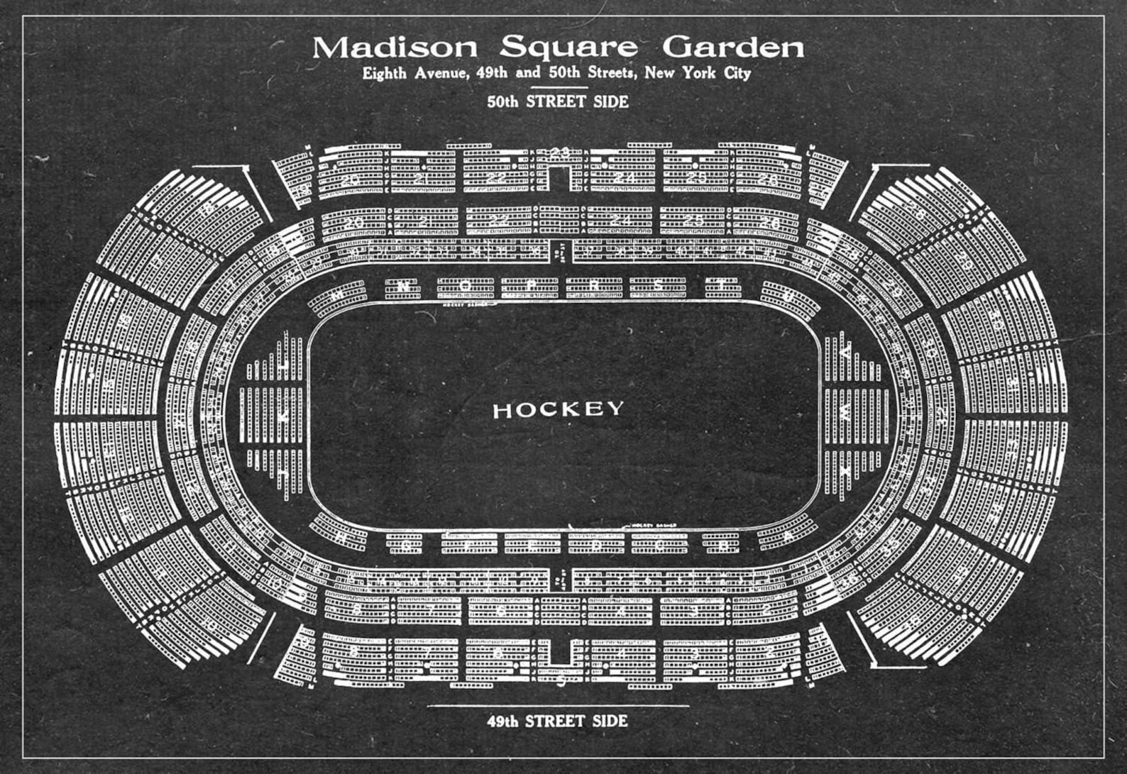 Print of Vintage Madison Square Garden Seating Chart on Your - Etsy