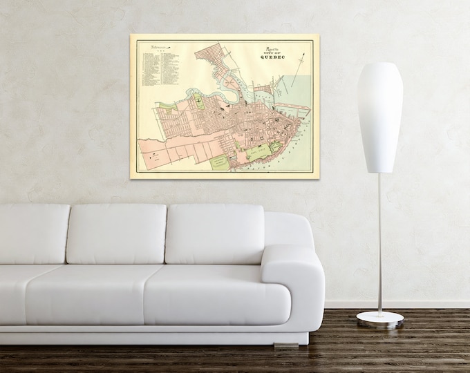 Print of Antique Map of the City of Quebec Canada on Photo Paper, Matte ...