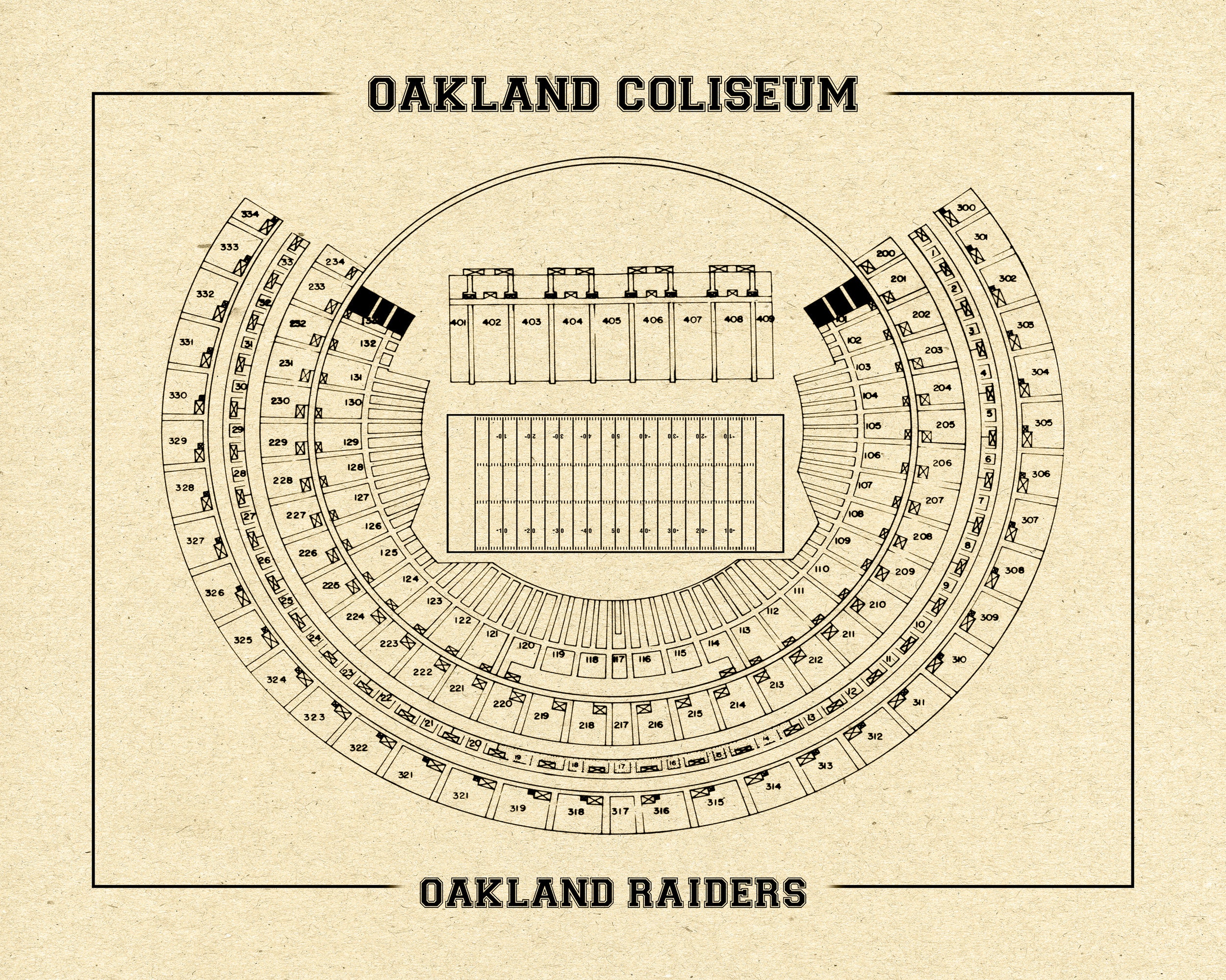 Oakland Alameda Coliseum Seating Chart Print: Vintage Wall Art - Etsy