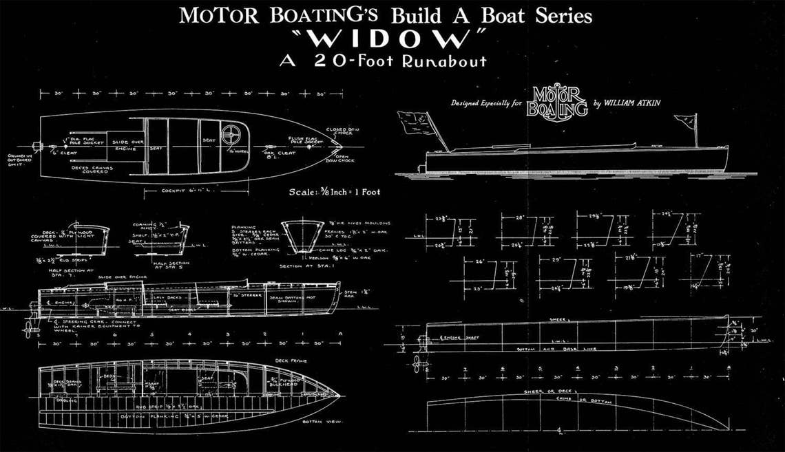 Vintage Boat Blueprint Print: "widow" Runabout, Motor Boating Series - Etsy