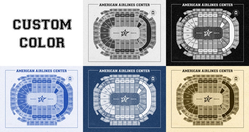 Vintage Dallas Stars Arena Diagram Art Print: Sports Stadium Home Decor ...
