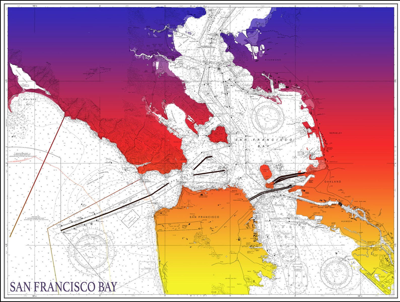 Artistic Print of San Francisco Bay Chart on Your Choice of - Etsy UK