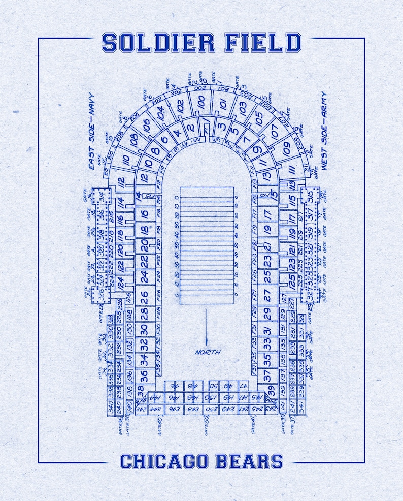 Print of Vintage Soldier Field Seating Chart on Photo Paper, Matte ...
