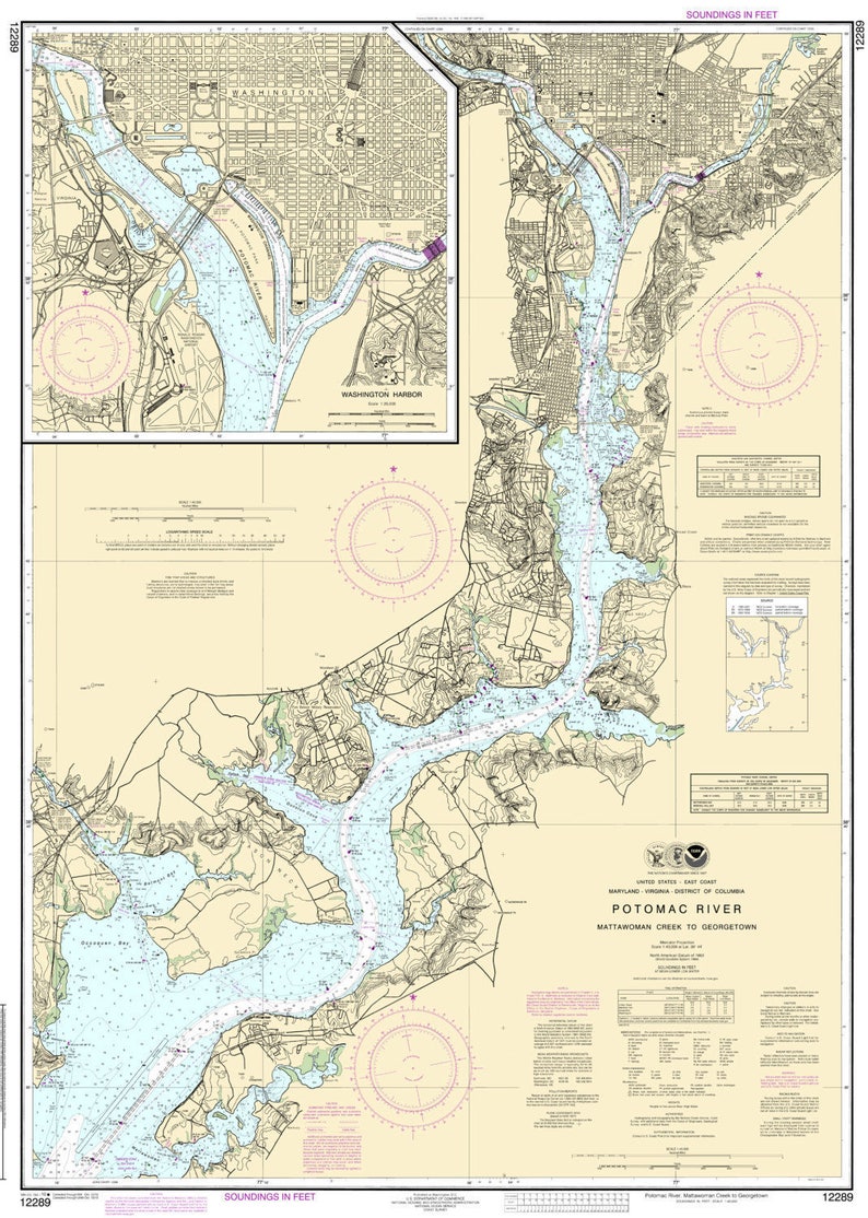 Vintage Antique Map of Potomac River Georgetown Print on Matte - Etsy