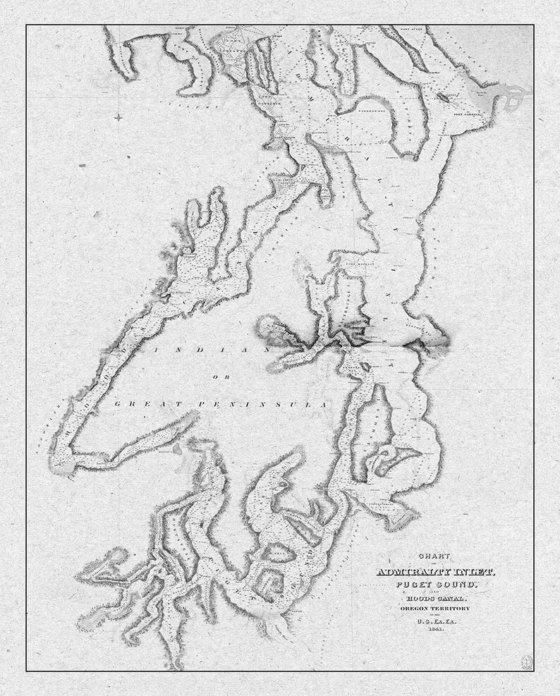 Antique Admiralty Inlet Chart Print: Puget Sound & Hoods Canal - Etsy
