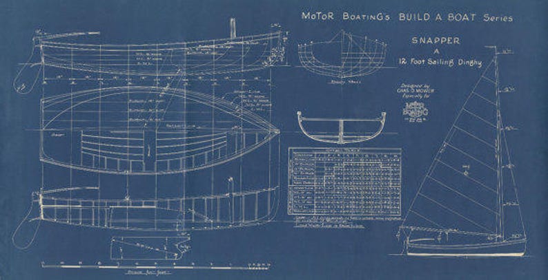 Vintage Print of SNAPPER Runabout Diagram Line Drawing - Etsy