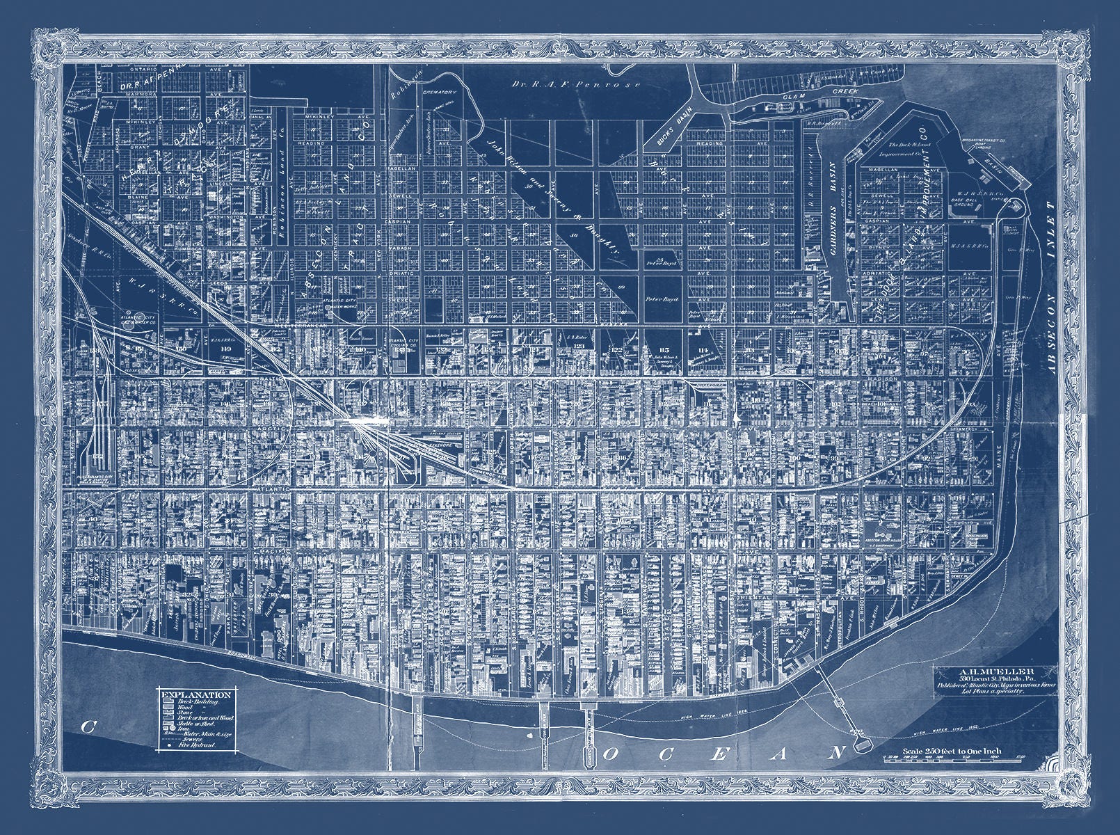 Print of Antique Map of Atlantic City New Jersey on Photo | Etsy