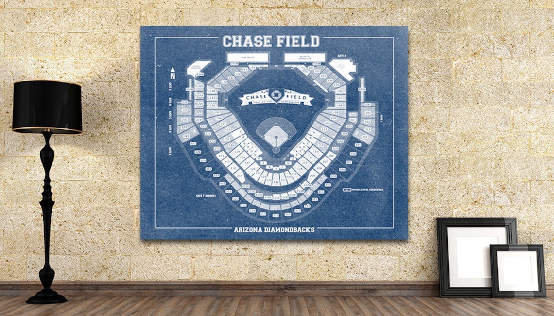 Vintage Print of Chase Field Seating Chart Baseball Arizona | Etsy