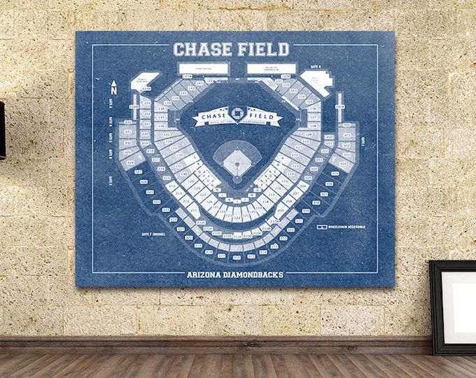 Vintage Print of Chase Field Seating Chart Baseball Arizona ...