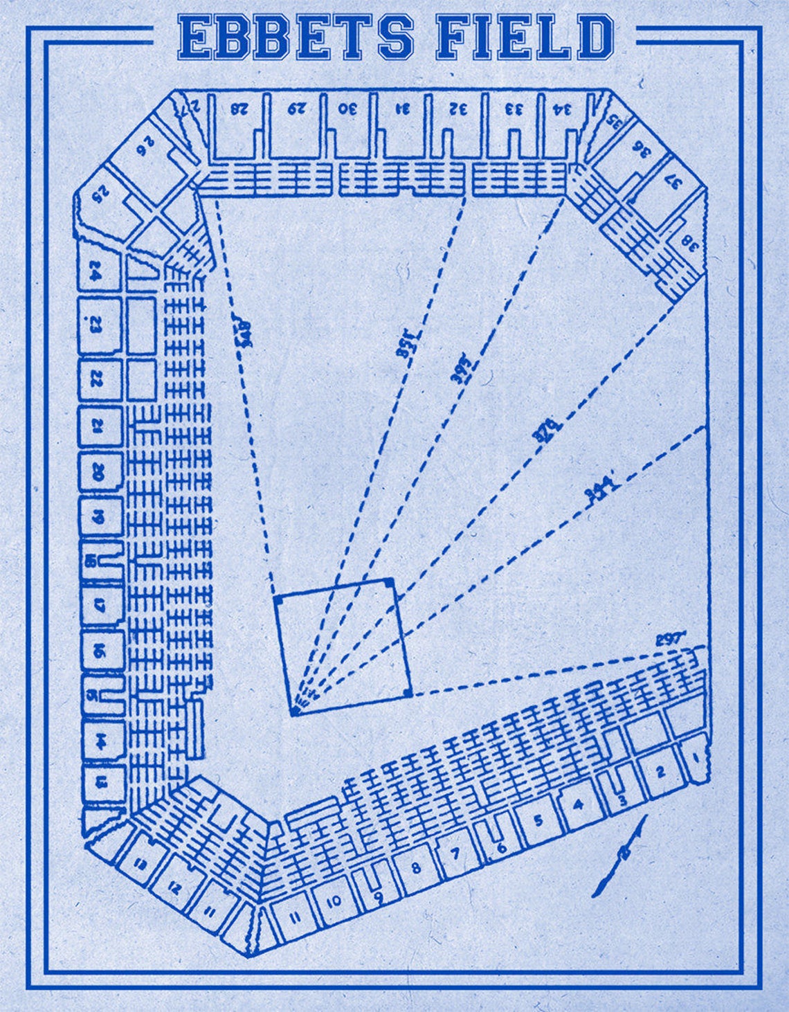 Print of Vintage Ebbets Field Seating Chart on Photo Paper, Matte Paper ...