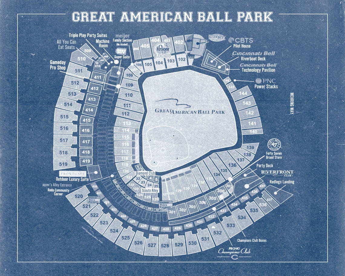Print of Vintage Great American Ball Park Cincinnati Reds - Etsy
