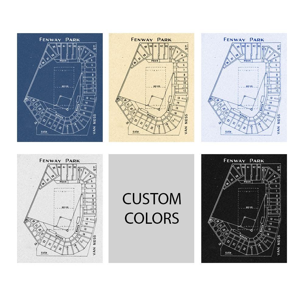 Vintage Fenway Park Seating Chart Print: Boston Red Sox Wall Art - Etsy