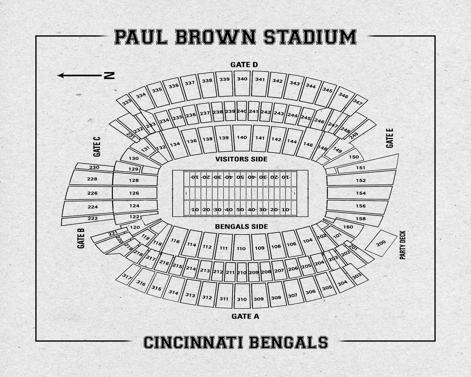 Print of Vintage Paul Brown Stadium Seating Chart Seating - Etsy