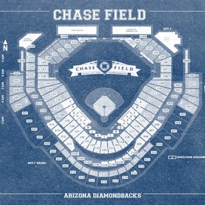 Vintage Print of Chase Field Seating Chart Baseball Arizona ...