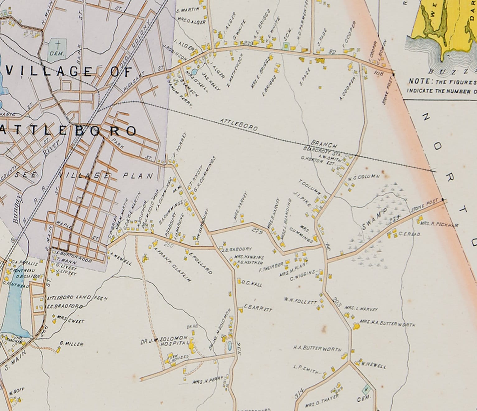 Print of Antique Town Map of Attleboro Massachusetts on Photo - Etsy Canada