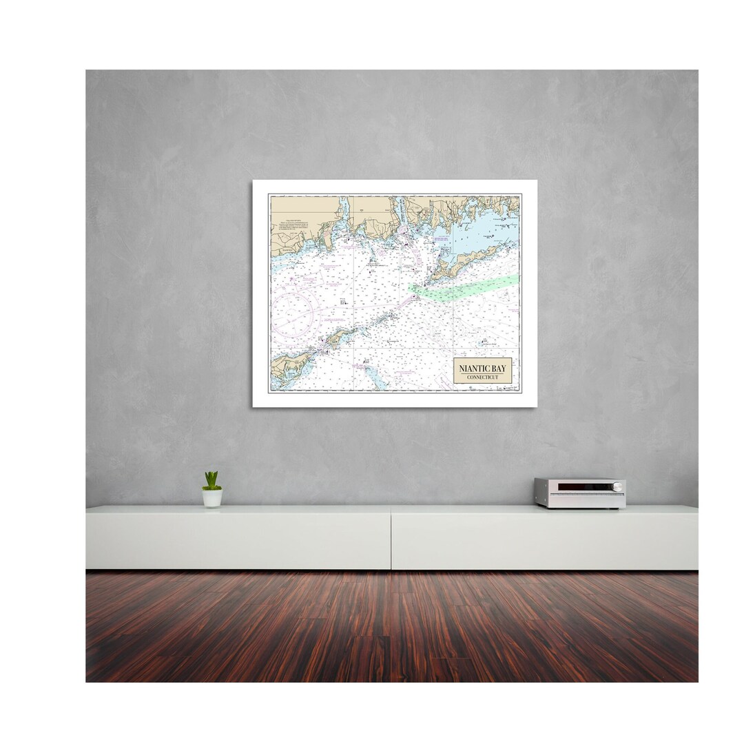 Print of Nautical Chart Featuring Niantic Bay and Fishers Island ...
