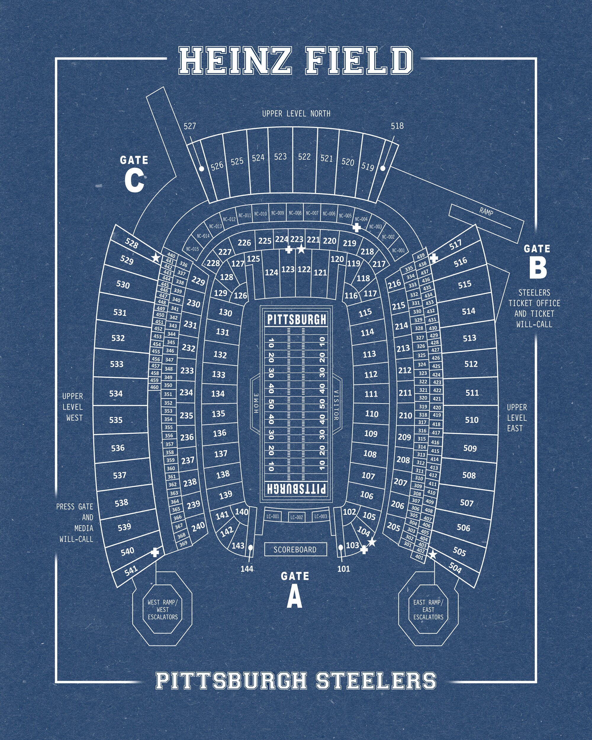Print of Vintage Heinz Field Seating Chart Seating Chart on - Etsy Norway