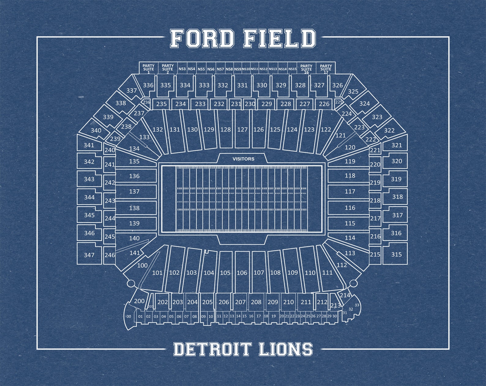 Print of Vintage Ford Field Seating Chart on Photo Paper - Etsy