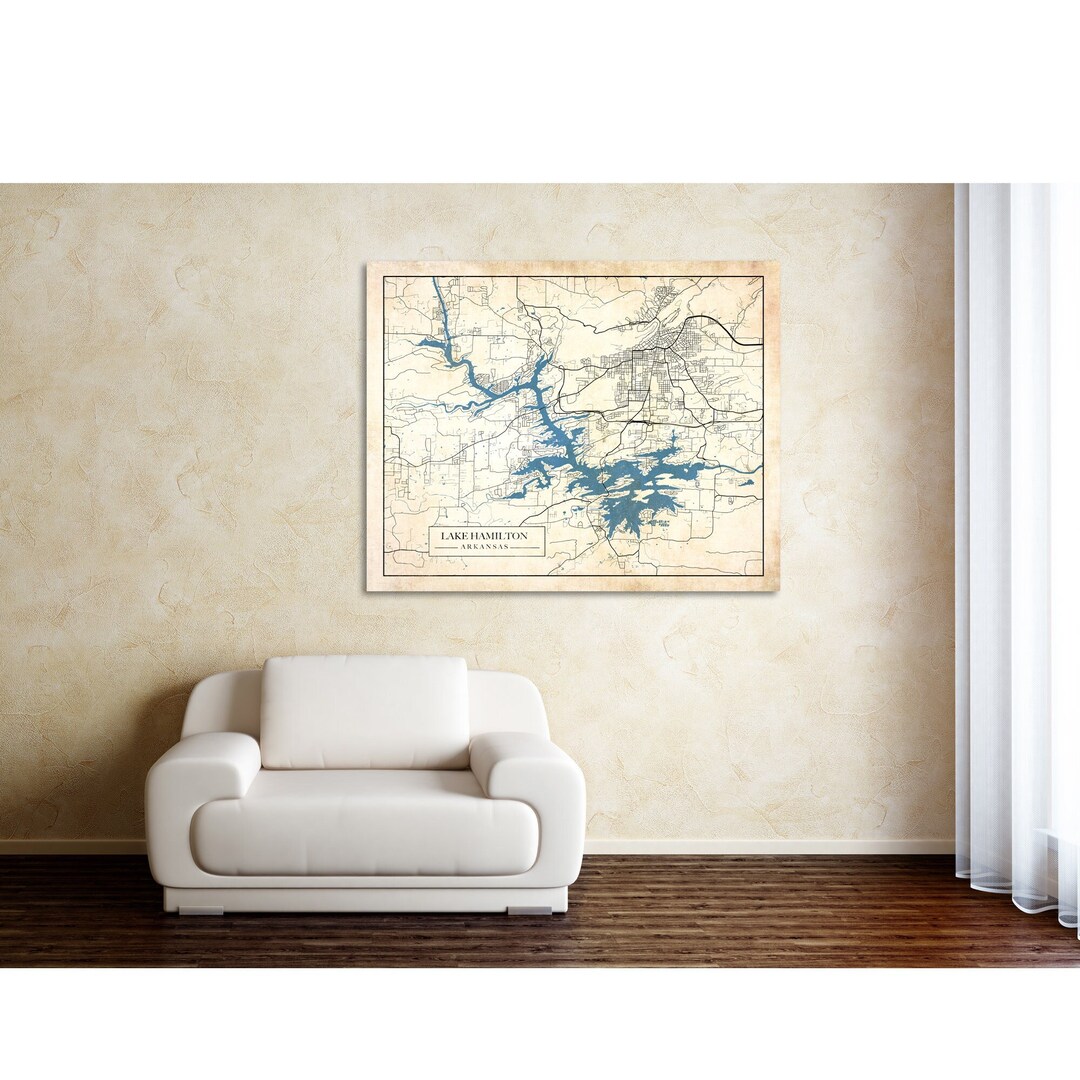 Antique Lake Hamilton, Arkansas Map Print: Canvas, Matte, or Photo ...