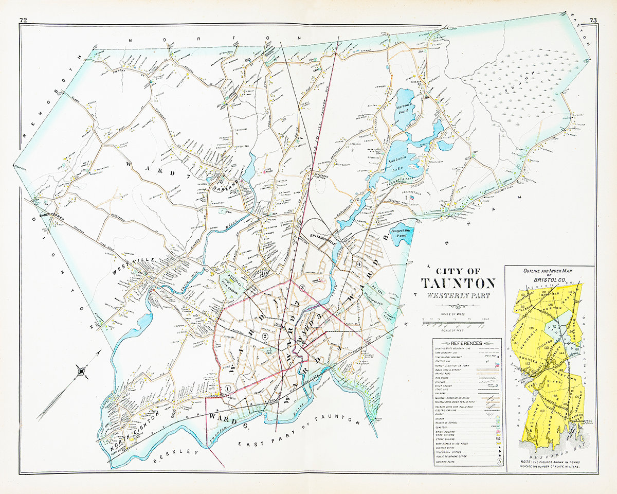 Print of Antique Map of Taunton Massachusetts Westerly Part on - Etsy UK