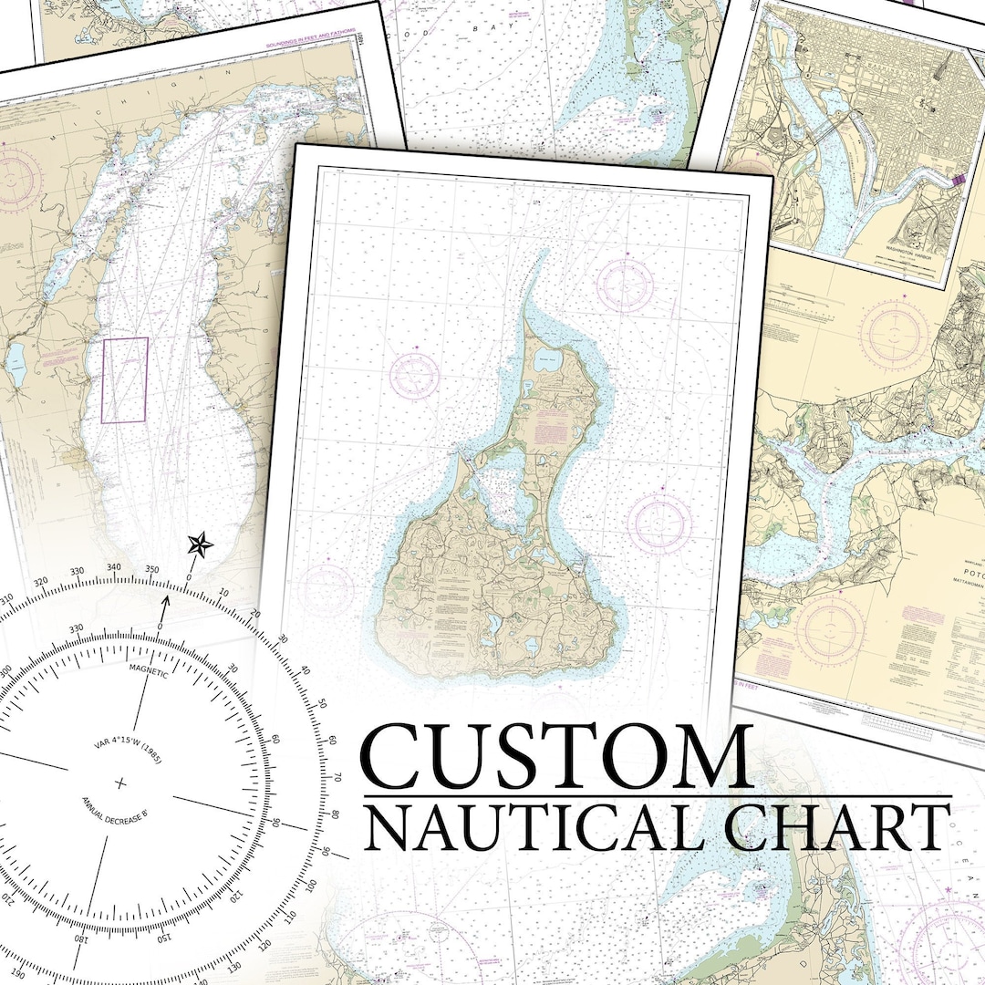 CUSTOM ANY Nautical Chart or Map Any Area on Photo Matte or Canvas Boat ...