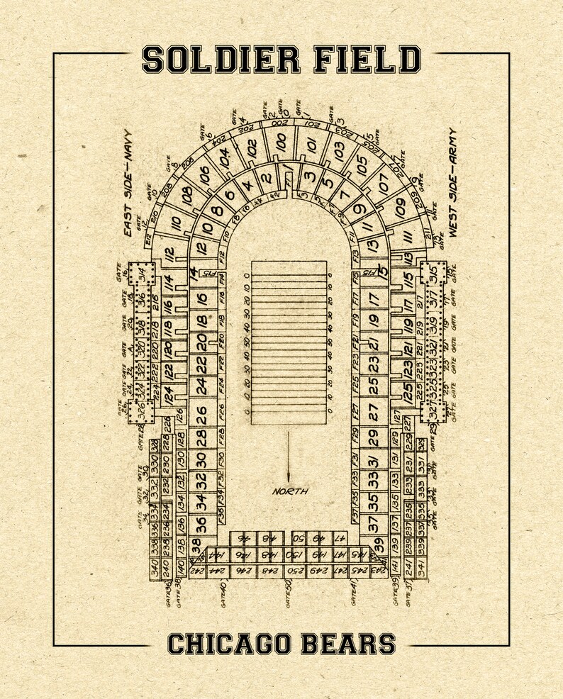 Print of Vintage Soldier Field Seating Chart on Photo Paper | Etsy